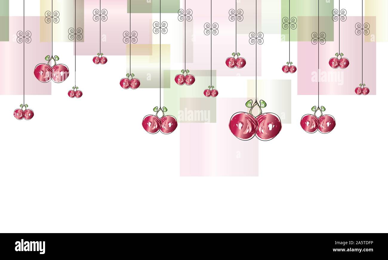 horizontal banner with cherries vector illustration Stock Vector Image ...
