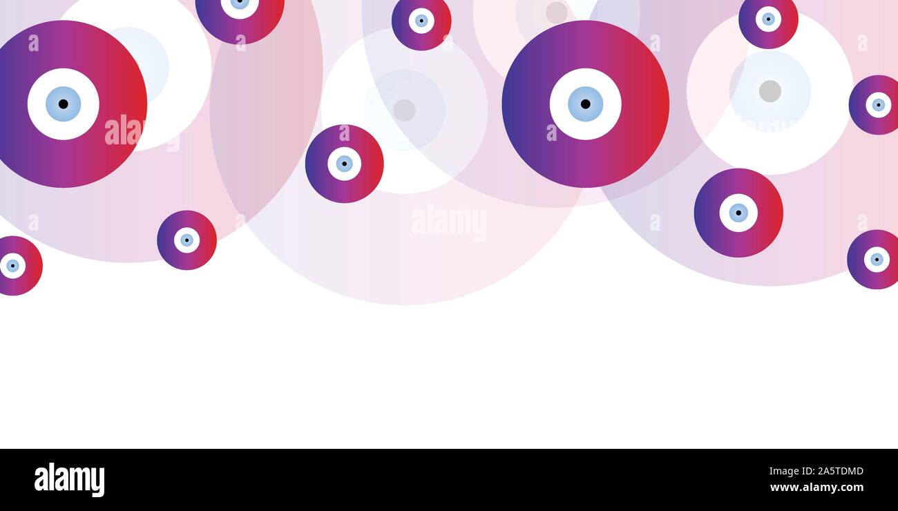 horizontal banner background with evil eyes in purple colors vector ...