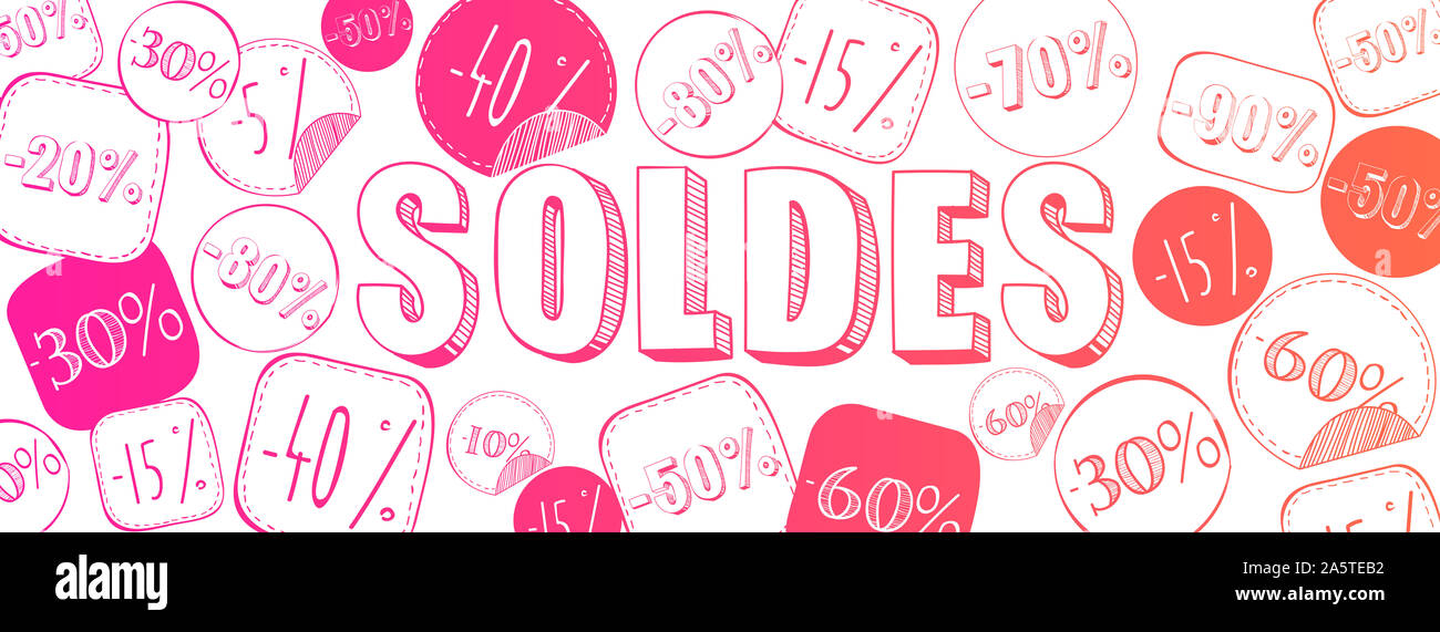 French sale background percent doodles banner Stock Photo - Alamy