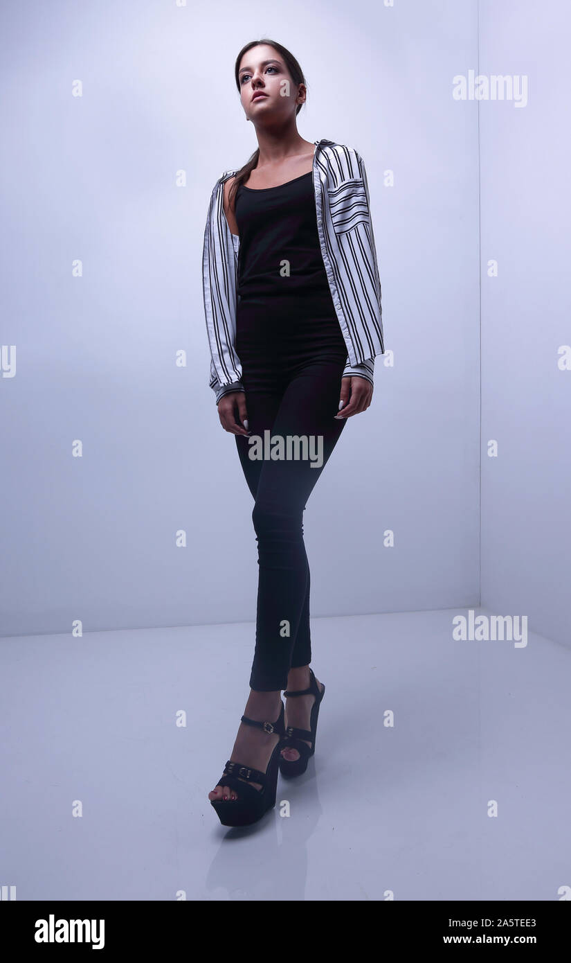 sad young woman walking forward Stock Photo - Alamy