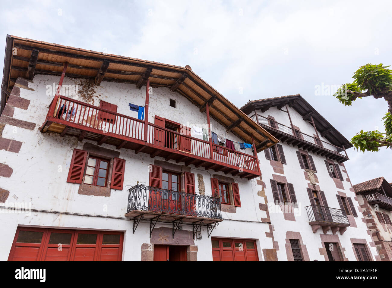 Traditional Baztan valley houses, Elizondo, Navarra, Spain Stock Photo ...