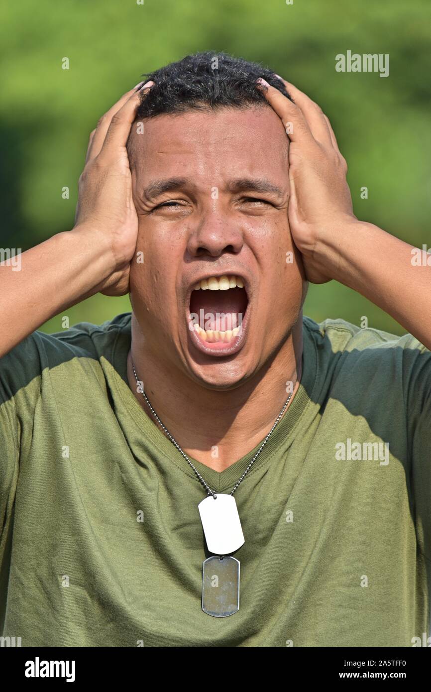 Male Soldier Under Stress Stock Photo - Alamy
