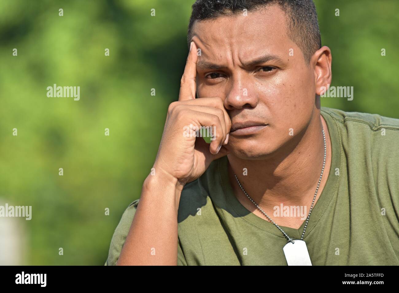 Military Veteran Soldier Thinking Stock Photo - Alamy