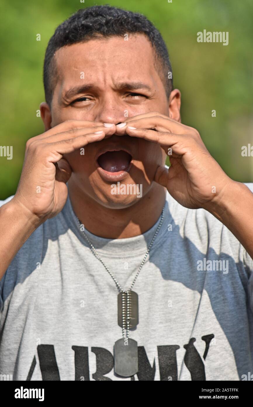 Soldier Recruit Yelling Stock Photo - Alamy