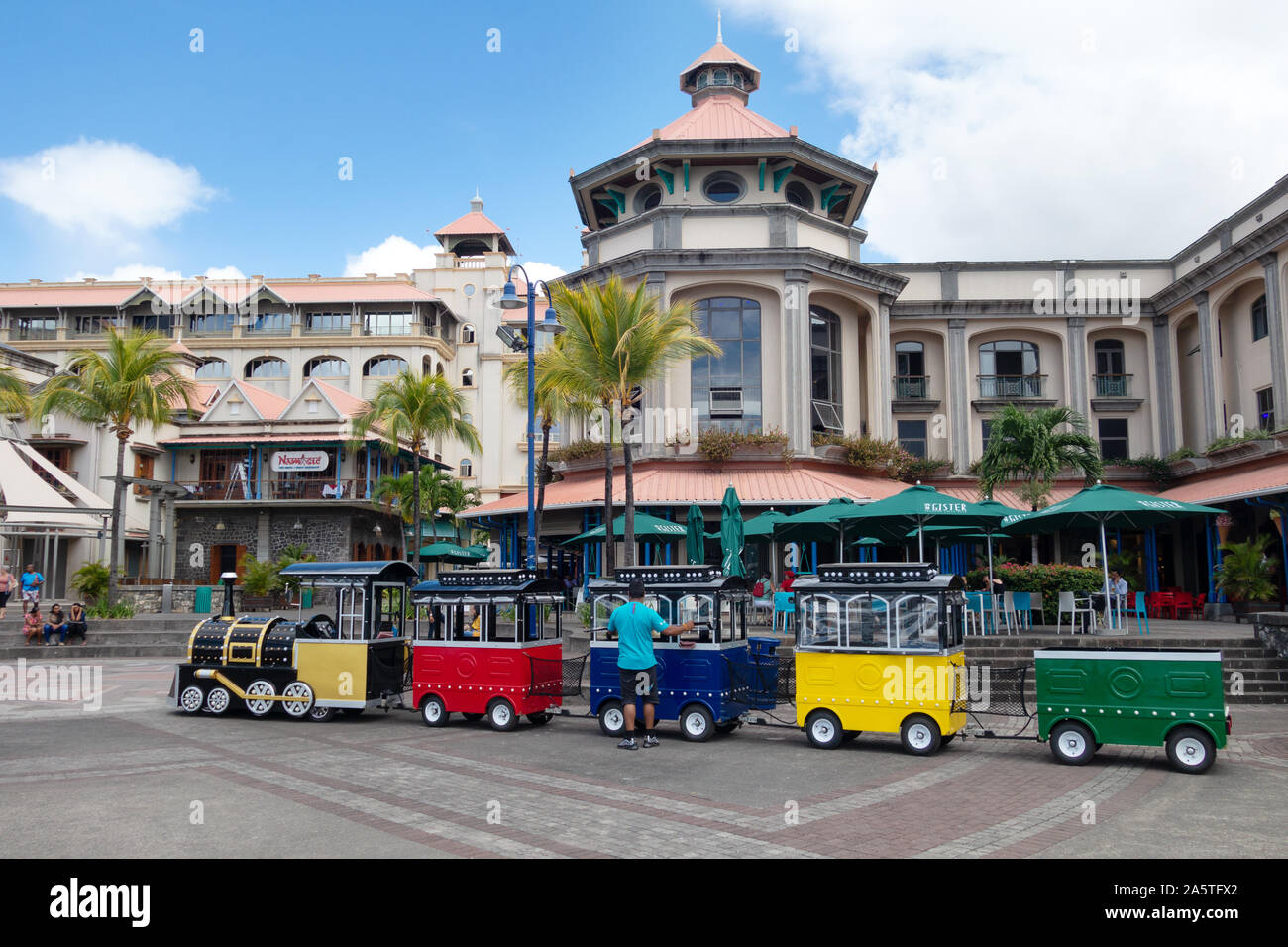 Port Louis Mauritius tourism; a tourist train in the city centre, Port ...