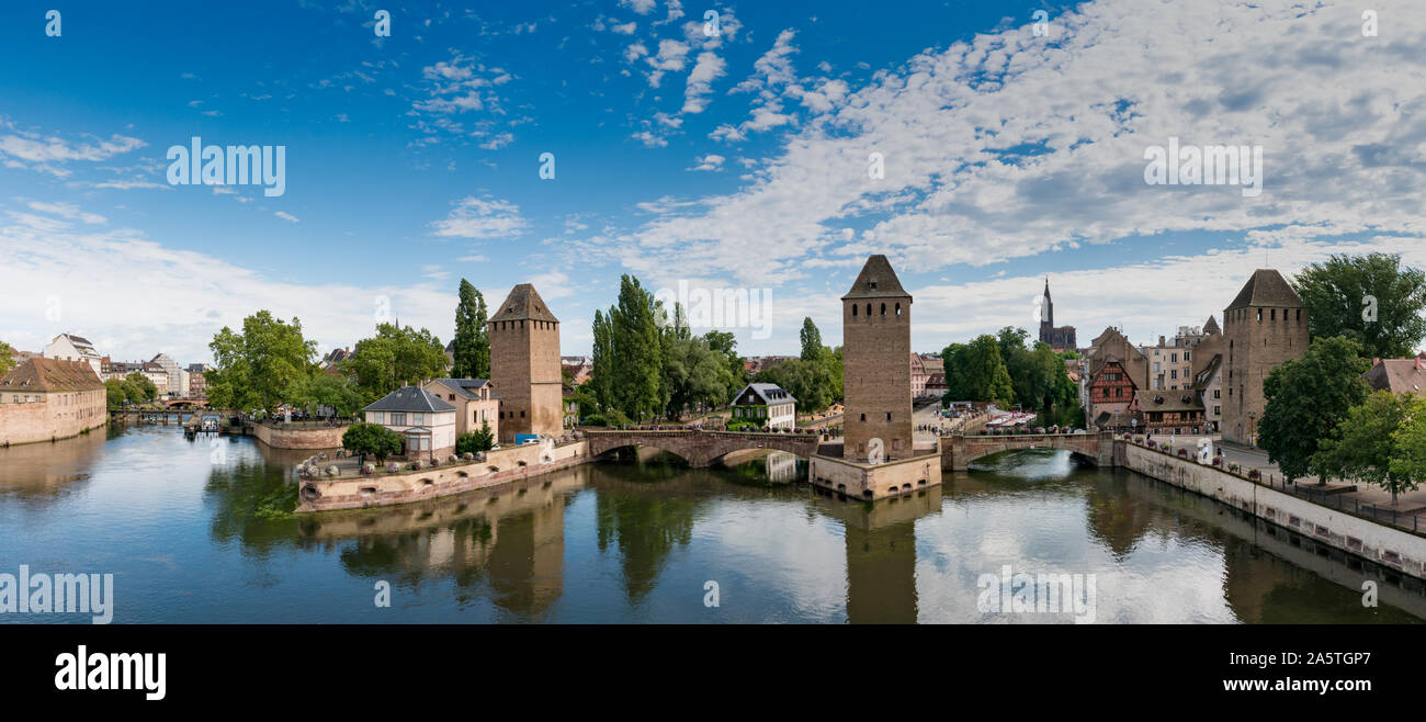 Strasbourg, Bas-Rhin / France - 10 August 2019: panorama view of the ...