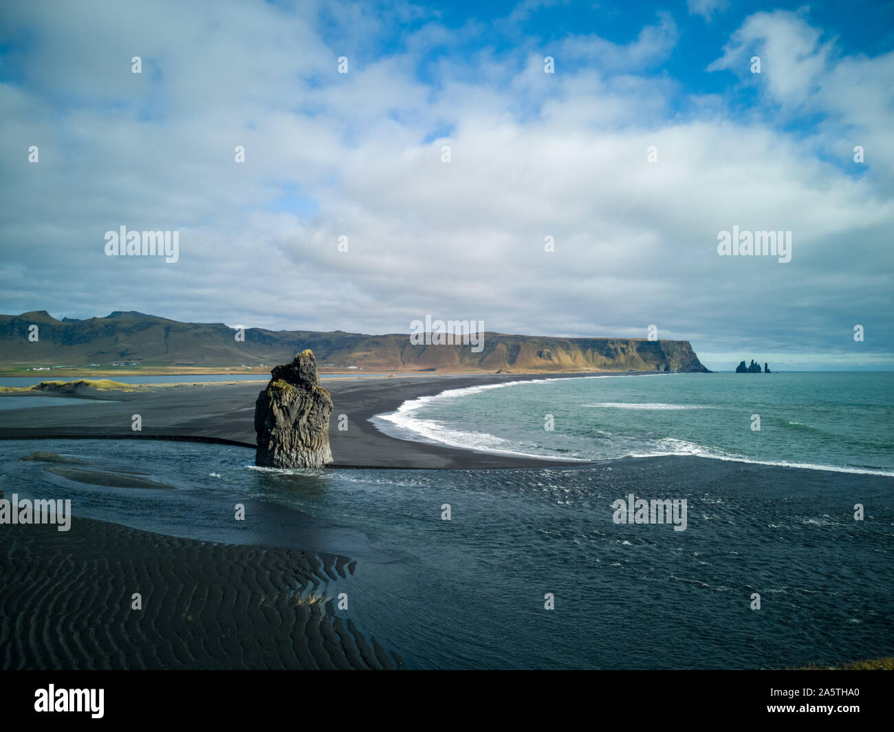 Aerial black sand lava beach hi-res stock photography and images - Alamy
