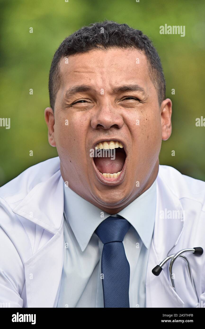 Handsome Male Medic Yelling Wearing Lab Coat Stock Photo - Alamy