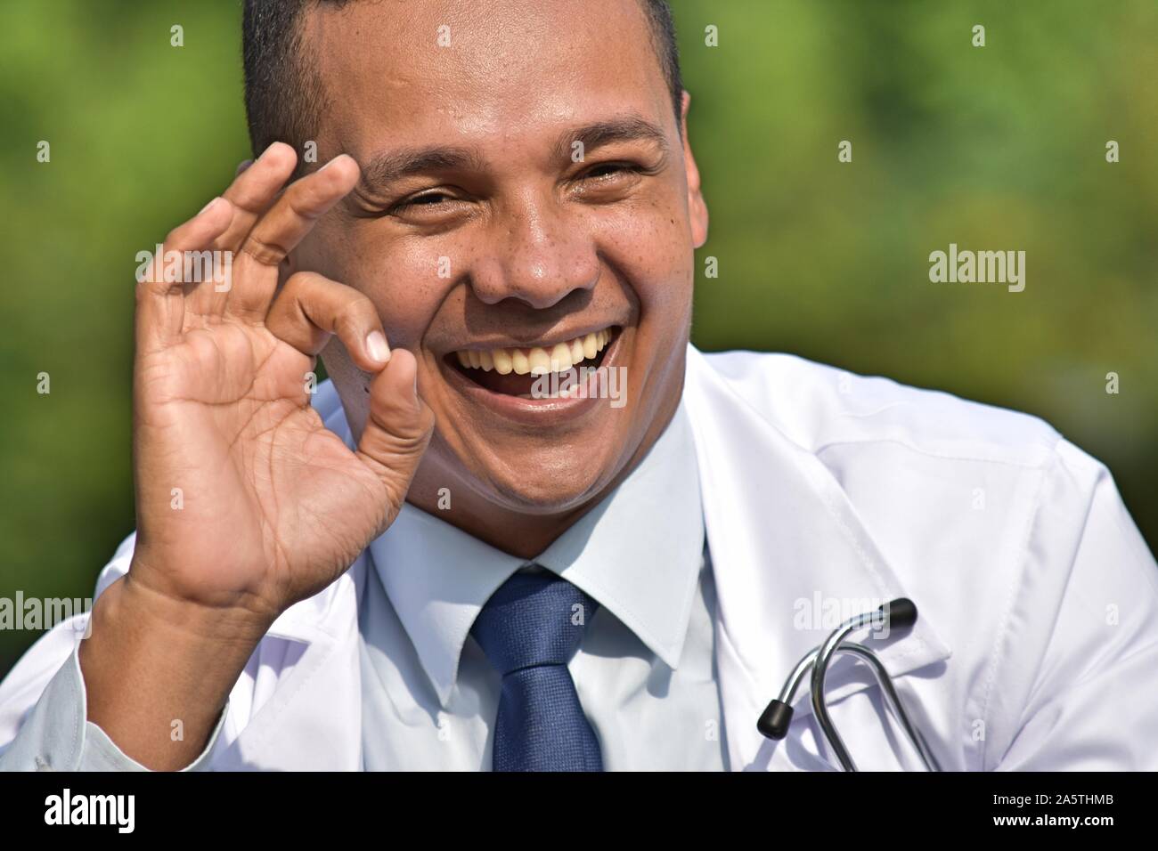 Okay Handsome Person Wearing Lab Coat Stock Photo - Alamy