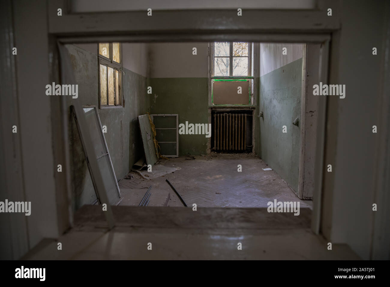An old clinic with poor patient conditions. Neglected hygiene, field ...