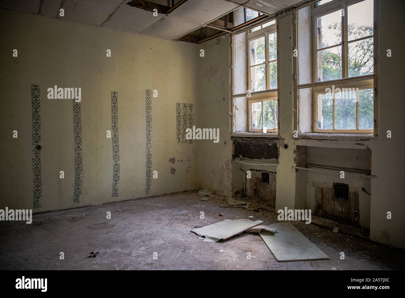 An old clinic with poor patient conditions. Neglected hygiene, field ...