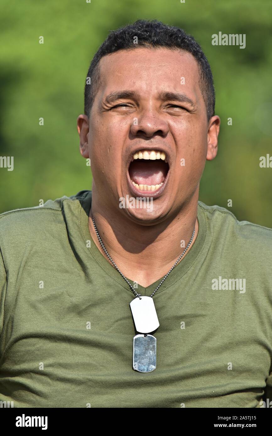 Veteran Soldier Yelling Stock Photo - Alamy