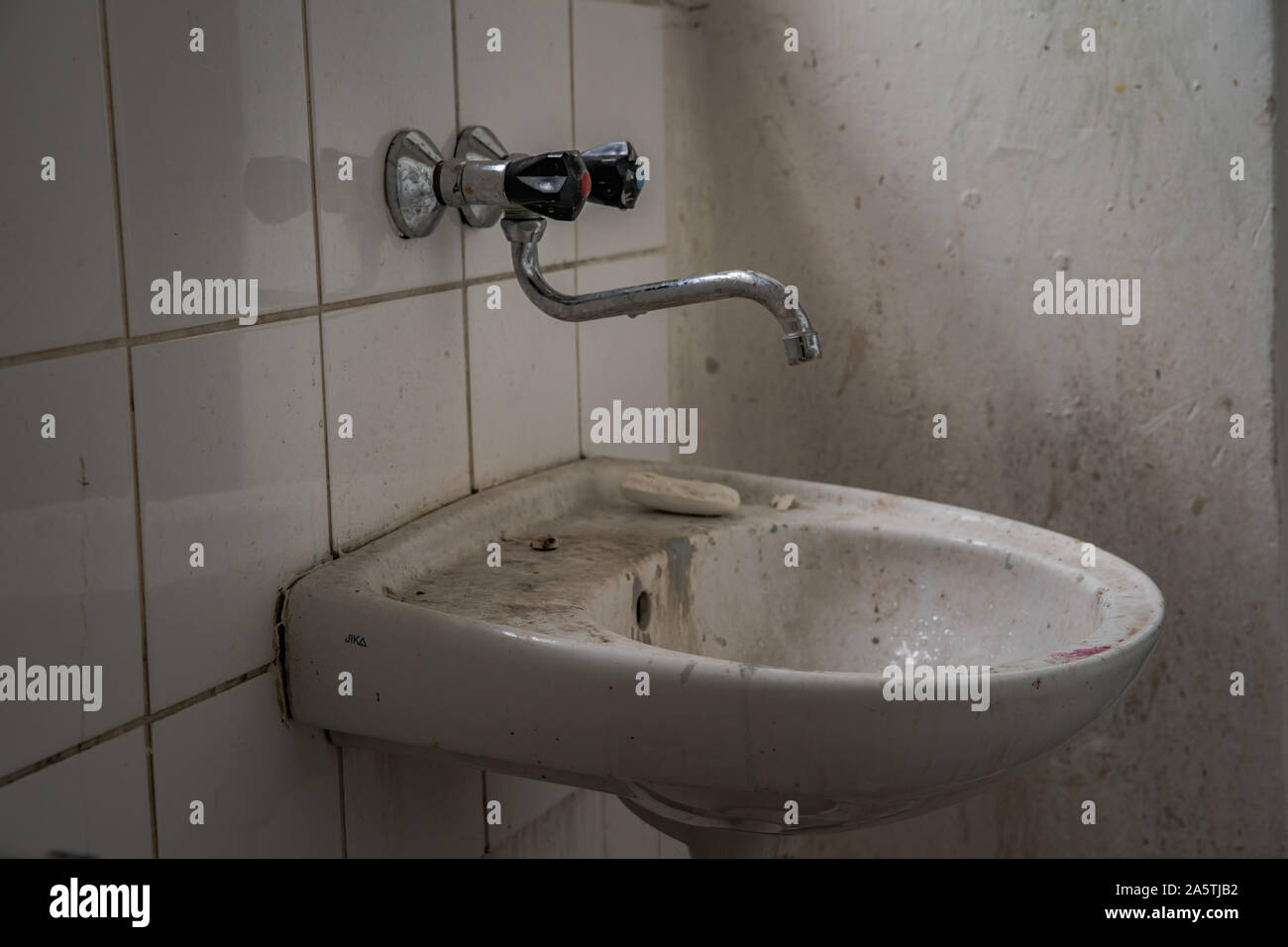 An old clinic with poor patient conditions. Neglected hygiene, field ...