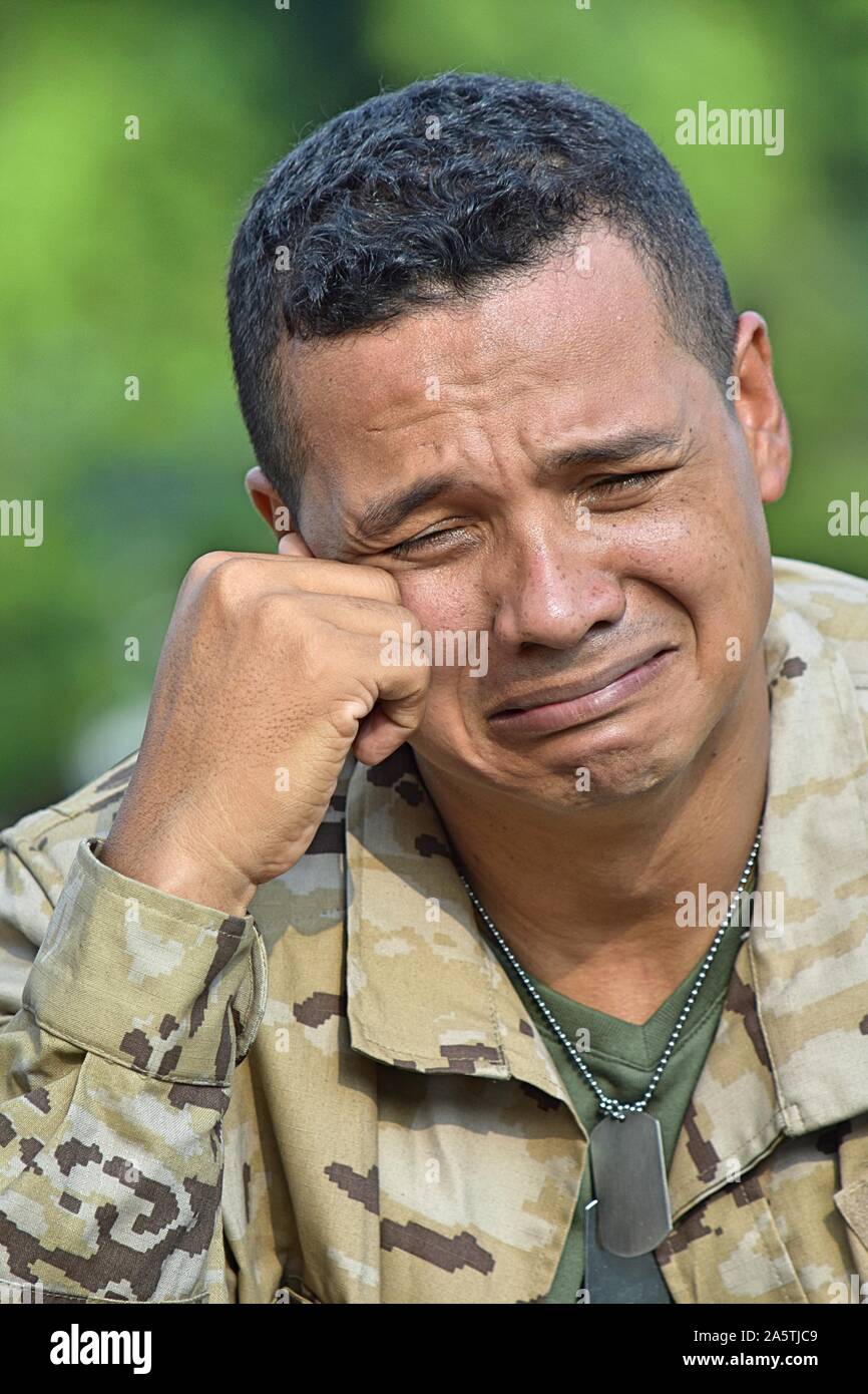 Crying Veteran Soldier Stock Photo - Alamy