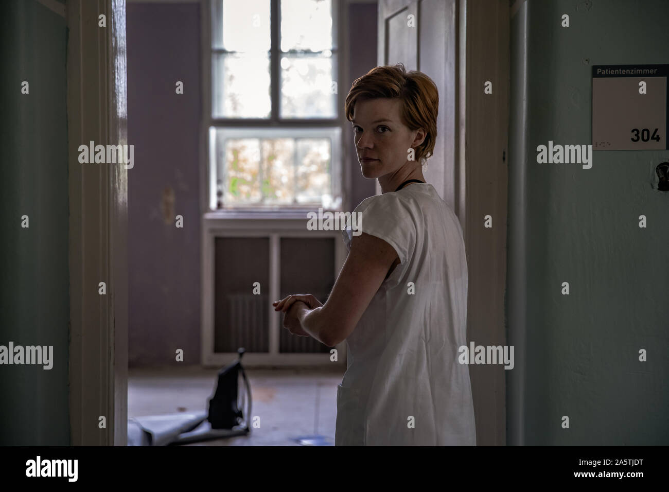 An old clinic with poor patient conditions. Neglected hygiene, field ...