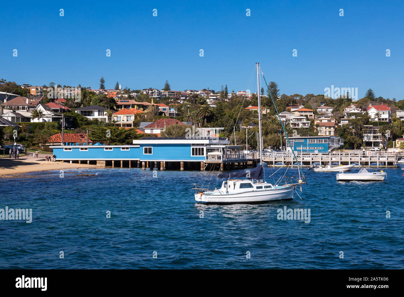 Views of Watsons Bay showing the harbour, yachts moored and Vaucluse ...