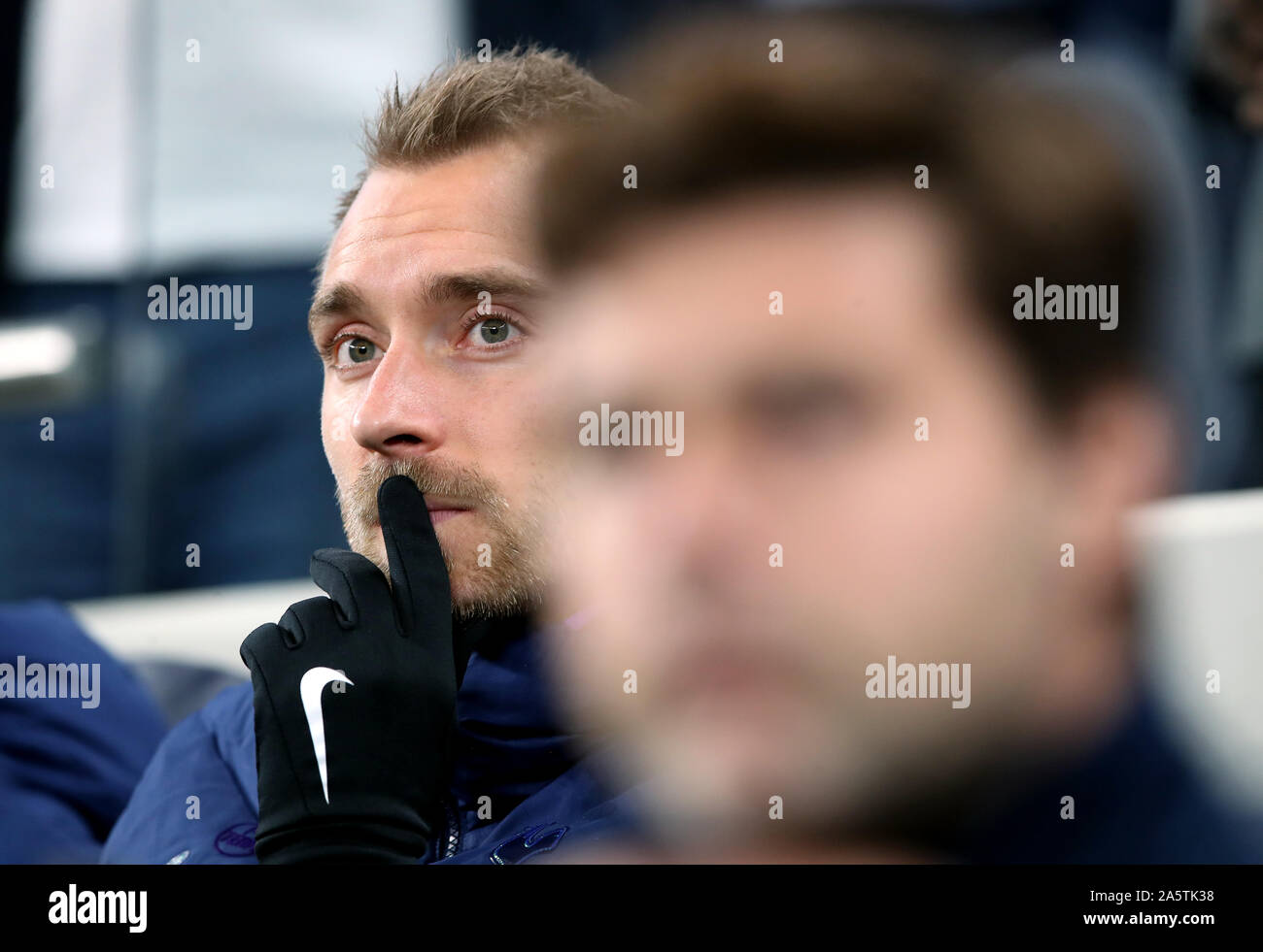Tottenham Hotspur's Christian Eriksen on the bench during the UEFA ...