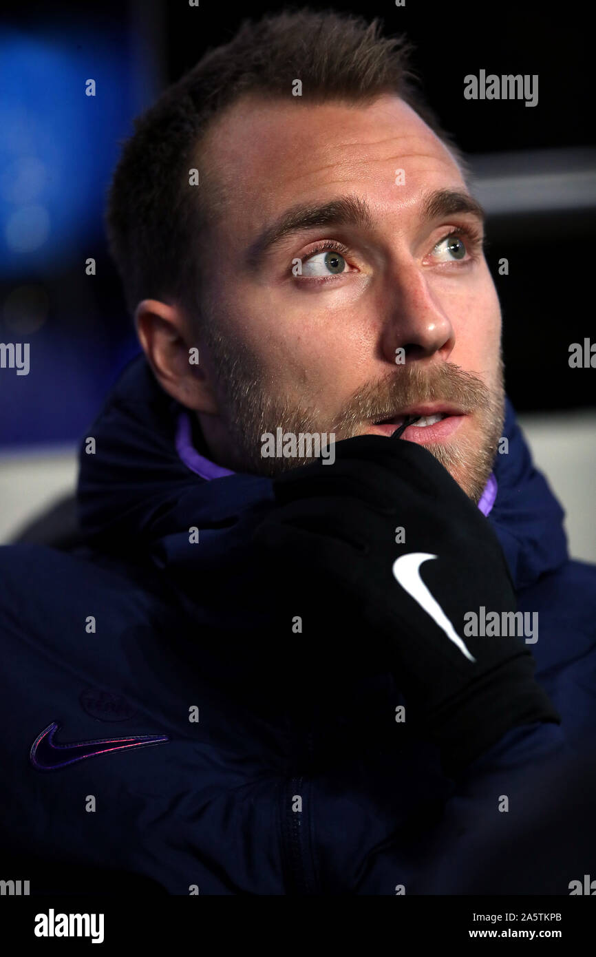 Tottenham Hotspur's Christian Eriksen on the bench during the UEFA ...