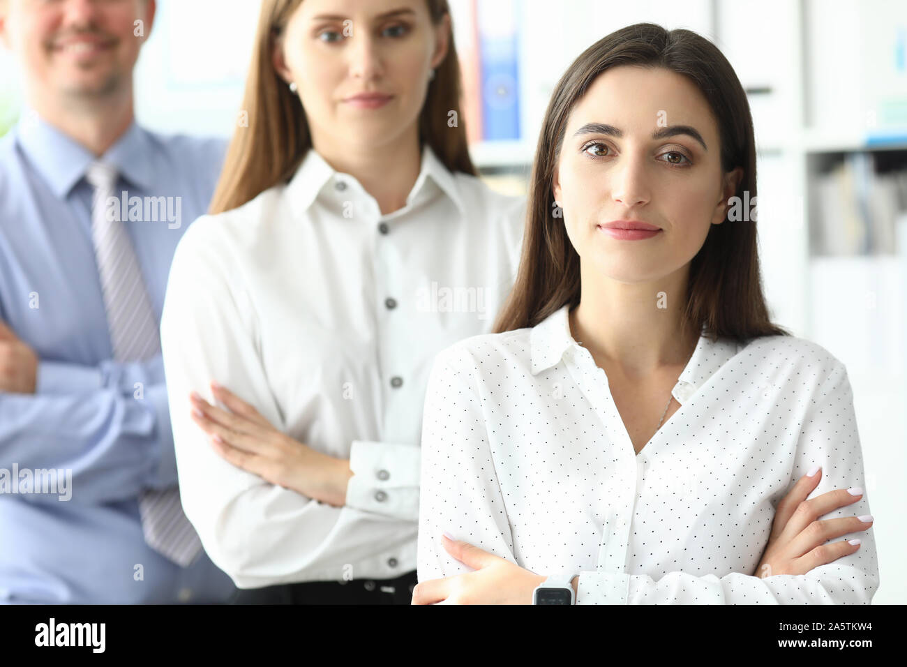 Group positive businesspeople standing hi-res stock photography and ...
