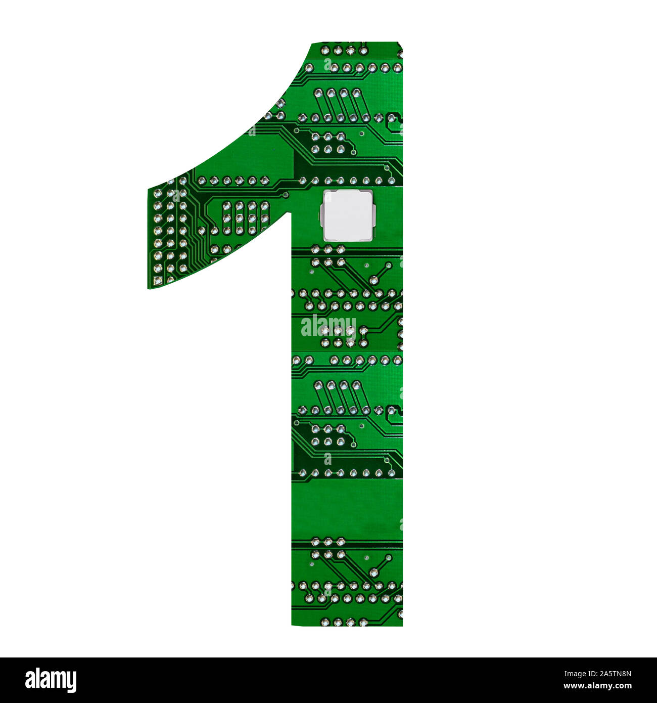 Number 1, Alphabet in circuit board style. Digital hi-tech letter ...