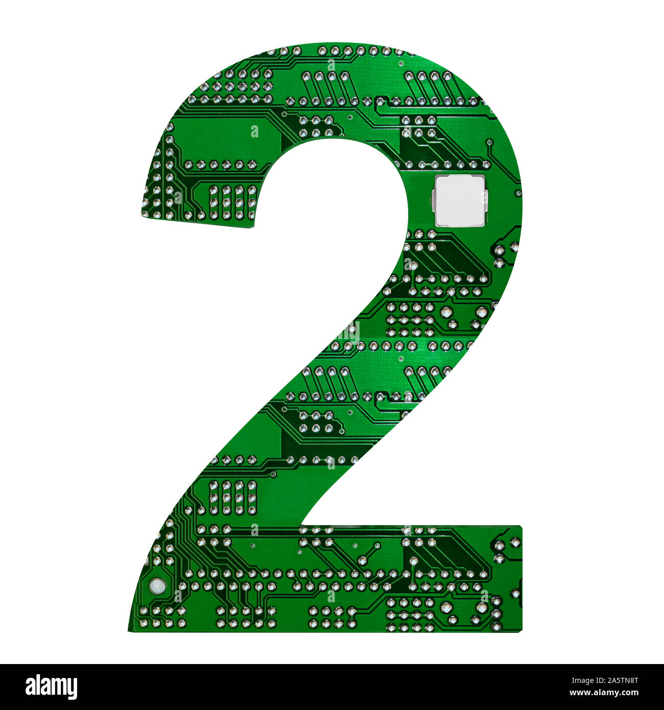 Number 2, Alphabet in circuit board style. Digital hi-tech letter ...