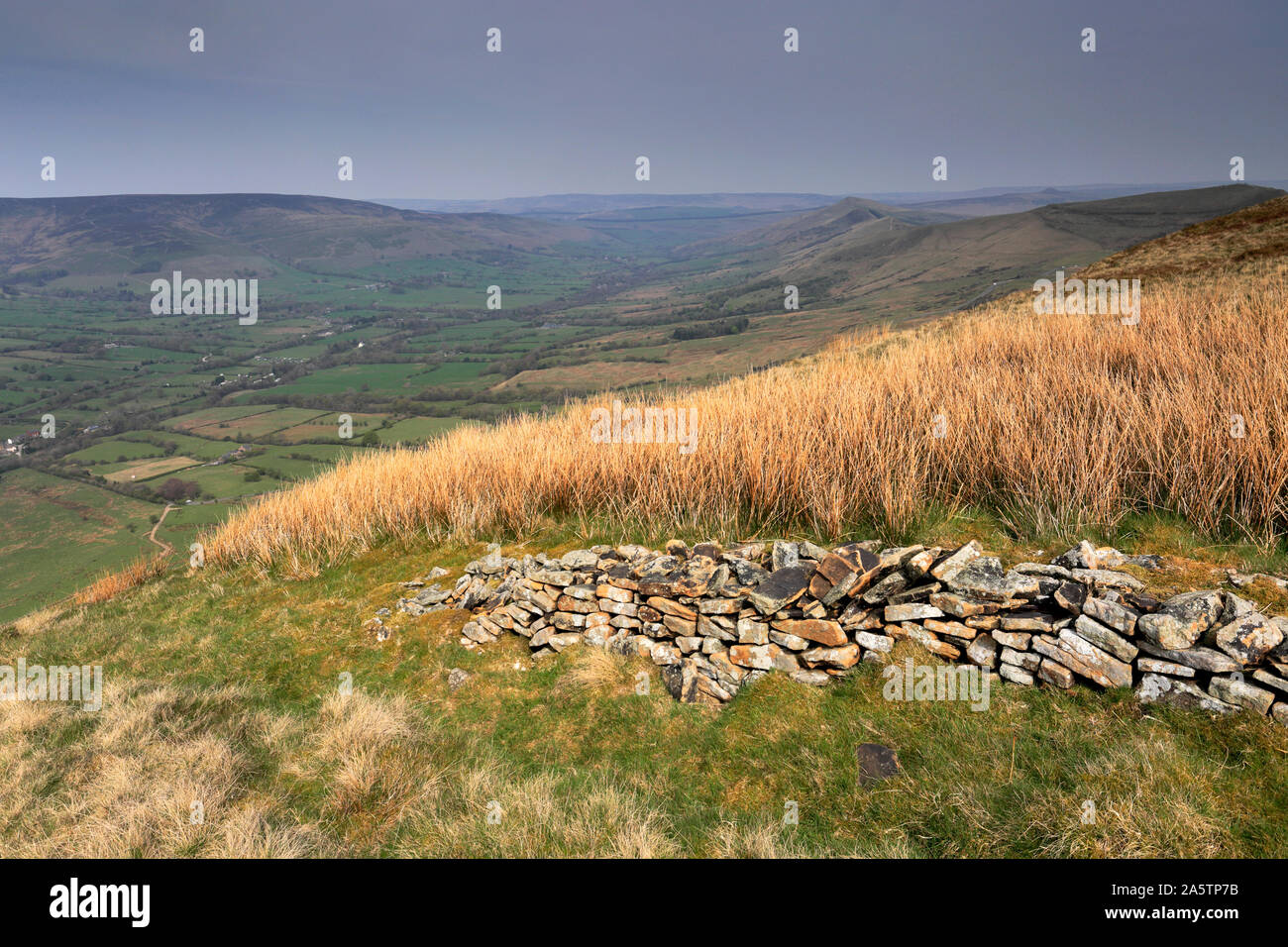 Spring view over the Vale of Edale, Edale Village, Derbyshire, Peak ...