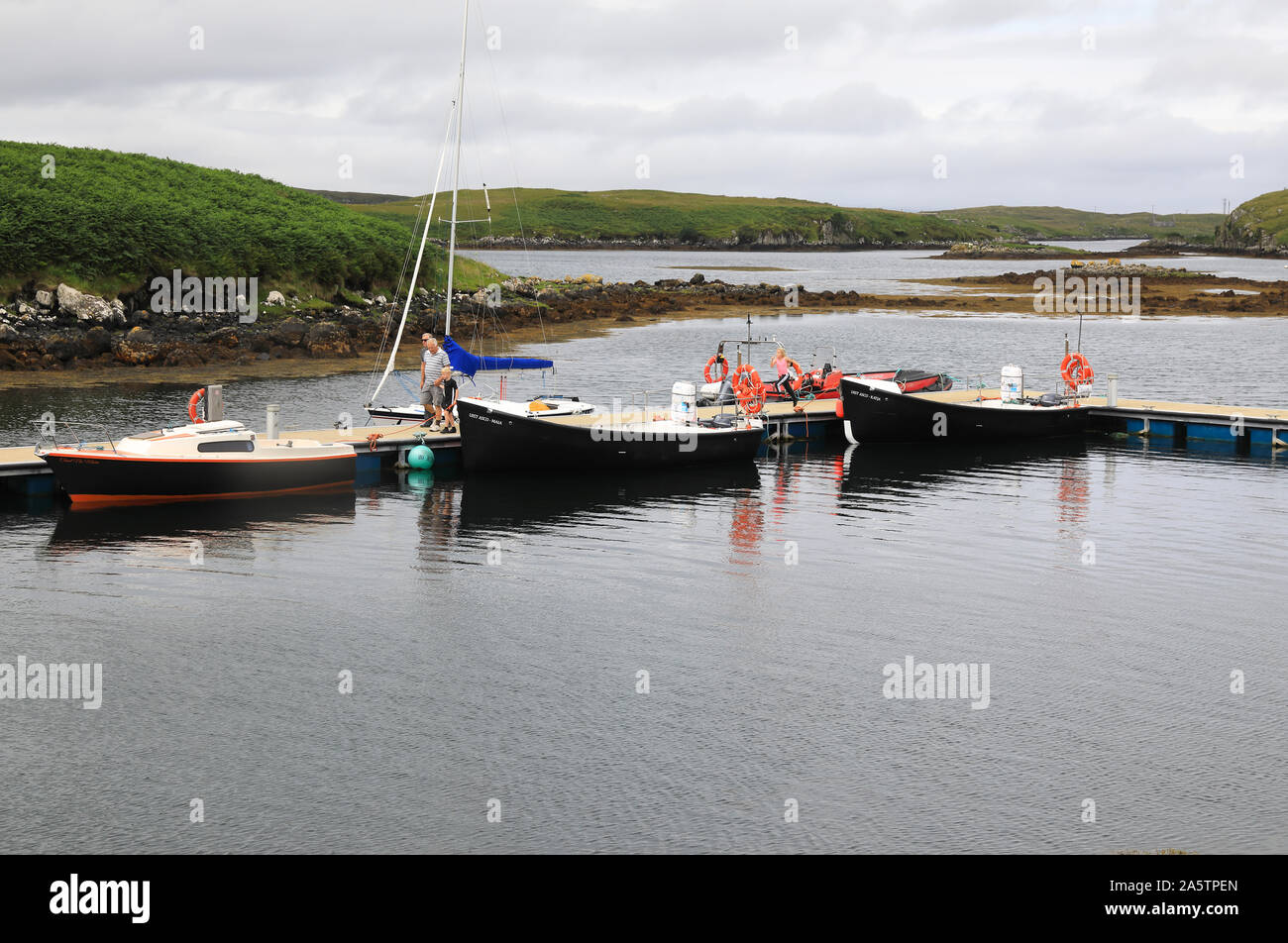 Lochmaddy harbour, on North Uist, in the Outer Hebrides, in west ...
