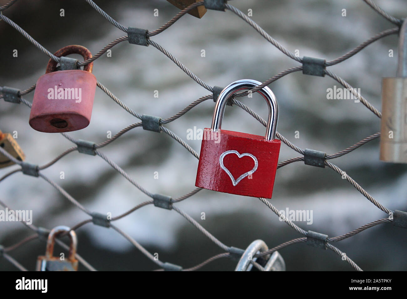 love locks (padlocks) on a bridge in Graz (Austria Stock Photo - Alamy