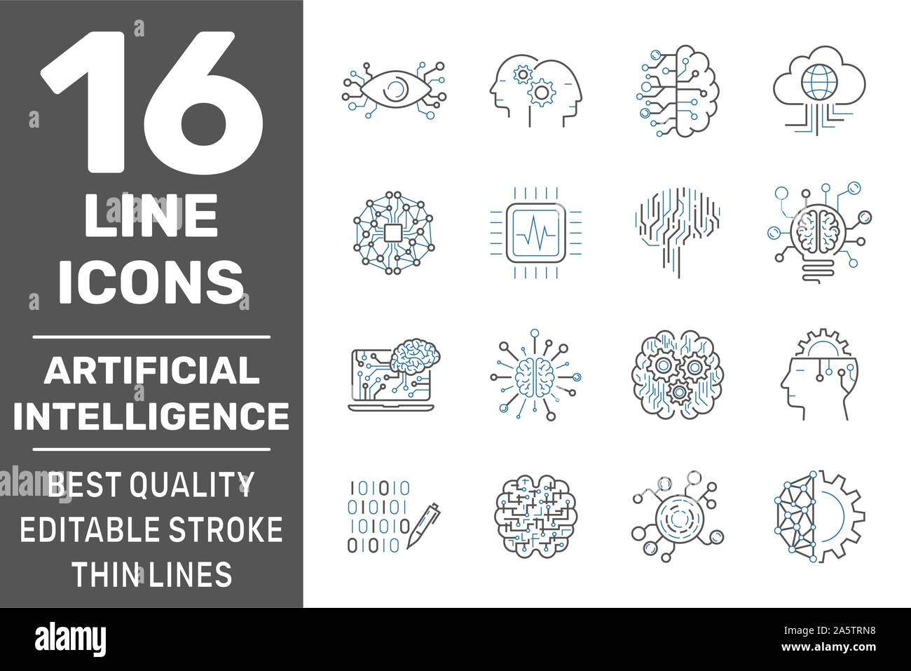 Digital Technology icons set. AI, Iot, Smart brain signs. AI, Smart ...