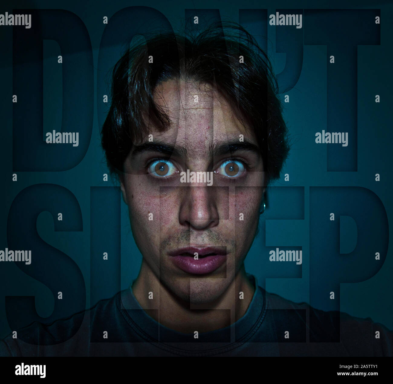 Portrait of a man with insomnia Stock Photo - Alamy