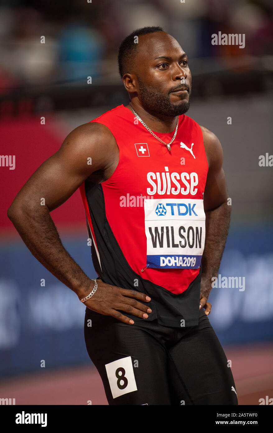 DOHA - QATAR SEPT 27: Alex Wilson of Switzerland competing in the 100m ...