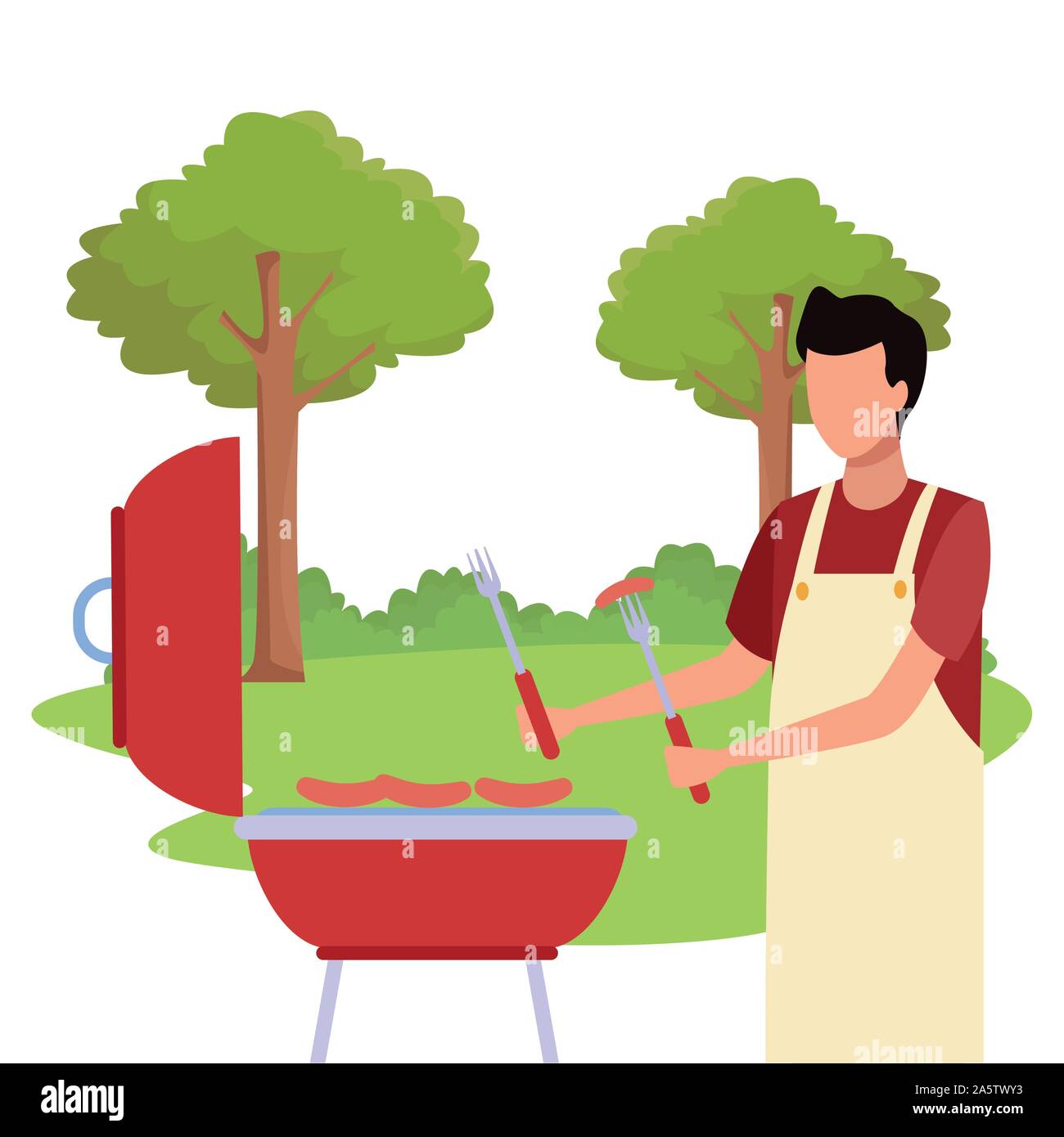 avatar man cooking in a bbq grill, colorful design Stock Vector Image ...