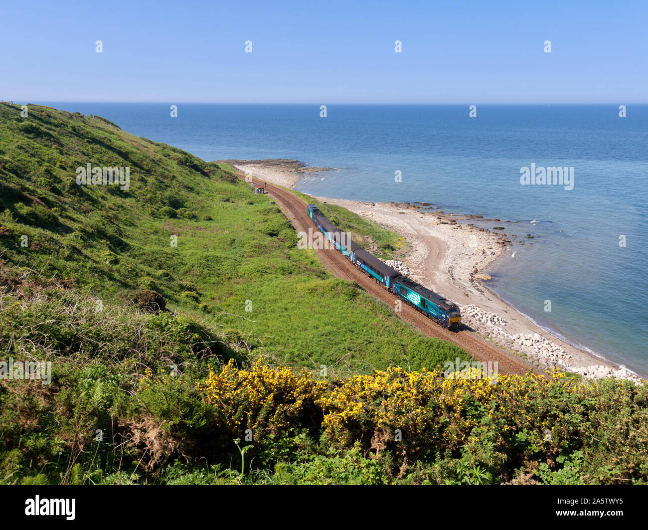 DRS class 68 locomotive passing Cunning Point, between Parton and ...