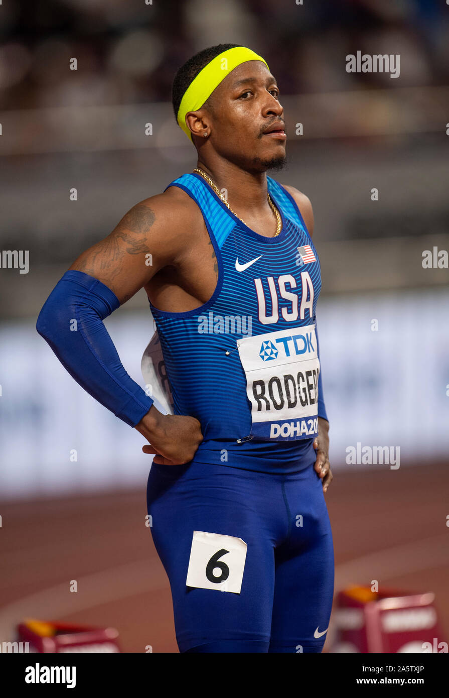 DOHA - QATAR SEPT 27: Michael Rodgers of the USA competing in the 100m ...