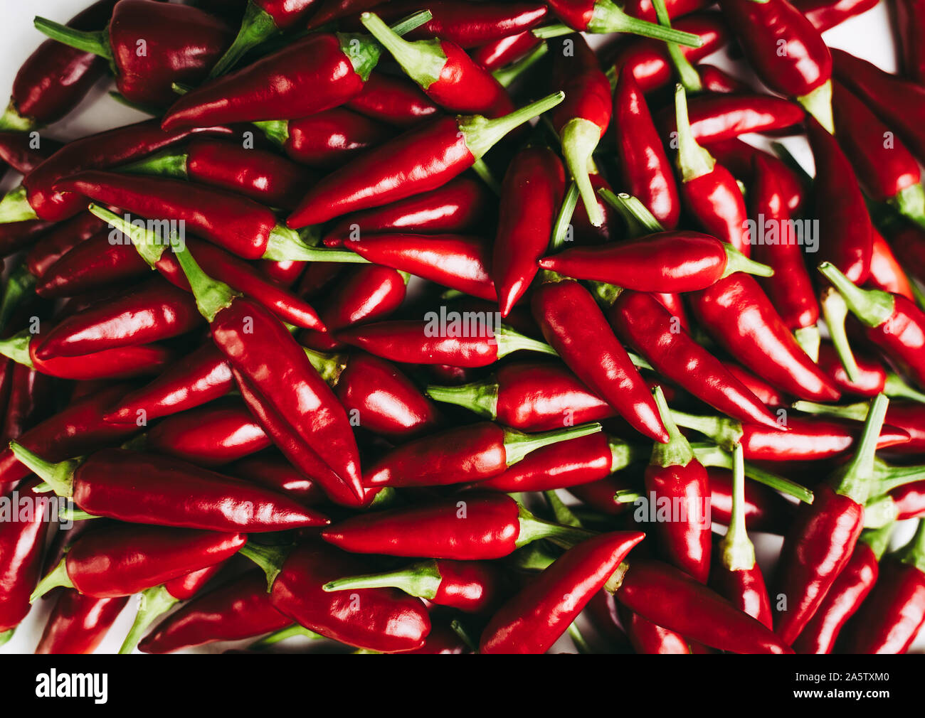 Pile of Fresh Chili and Ripe Red Hot Chili. Top view. Chili Saltillo ...