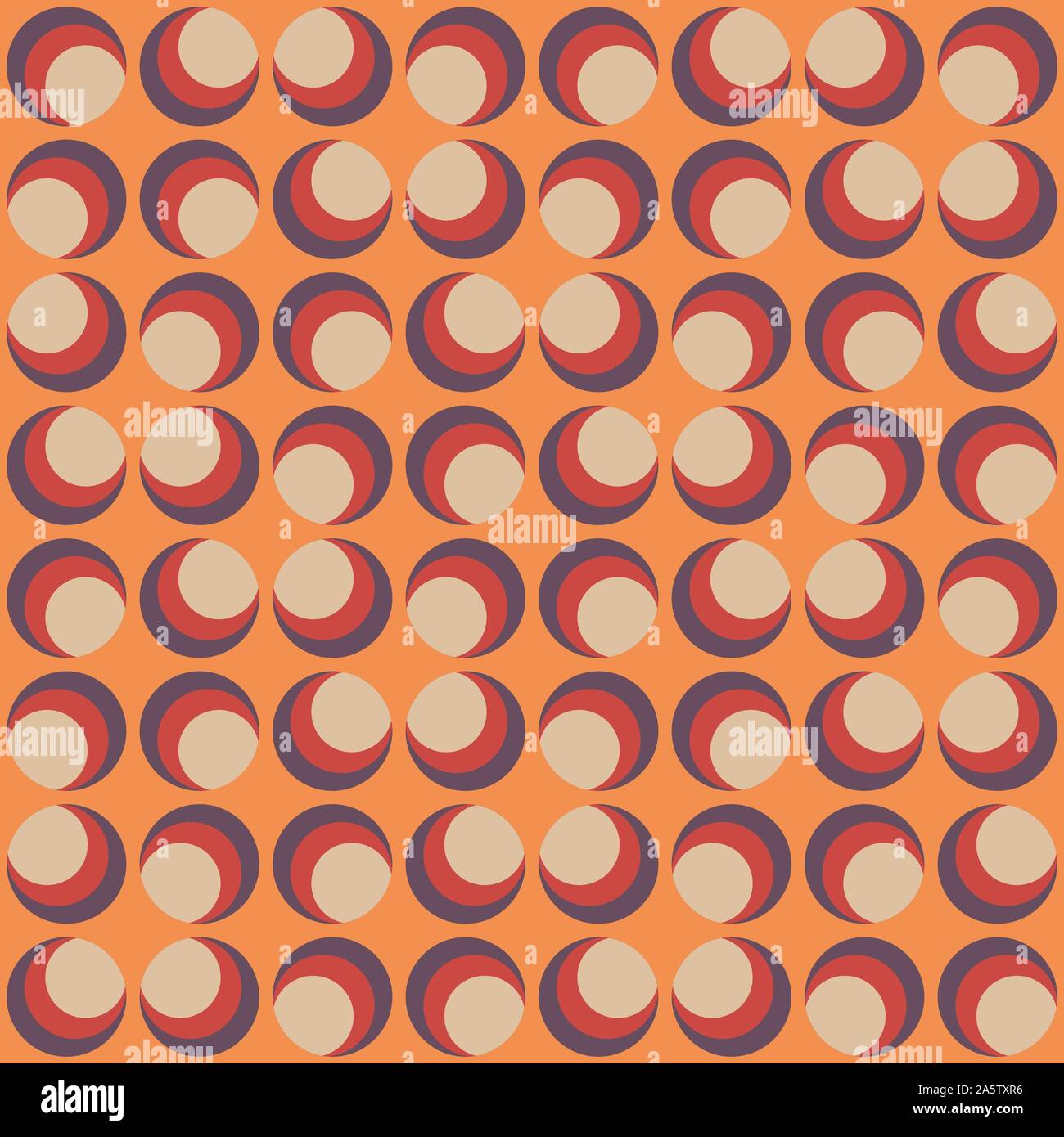 Abstract rounded geometric repeated pattern. Flat, retro design. Vector seamless pattern for ...