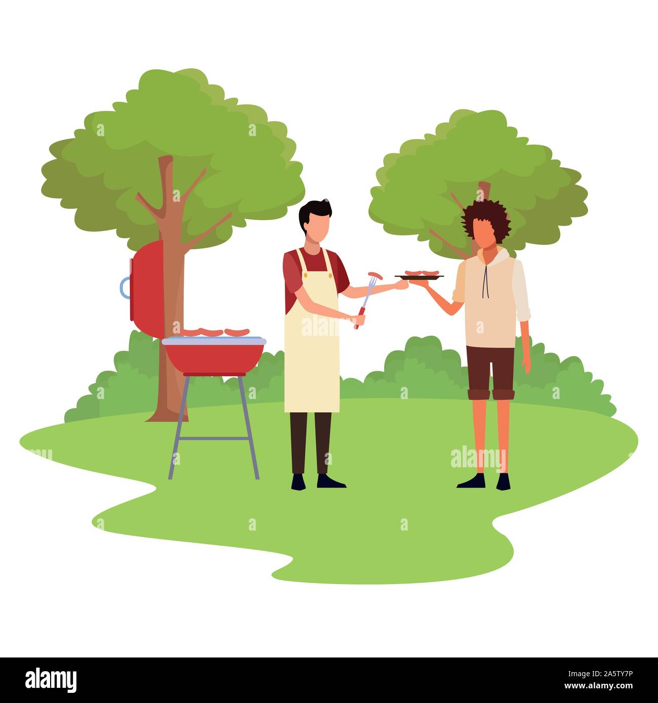 Men cooking bbq not woman Stock Vector Images - Alamy