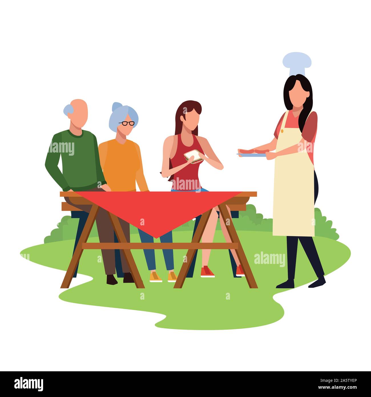 avatar friends in a picnic table, colorful design Stock Vector Image ...