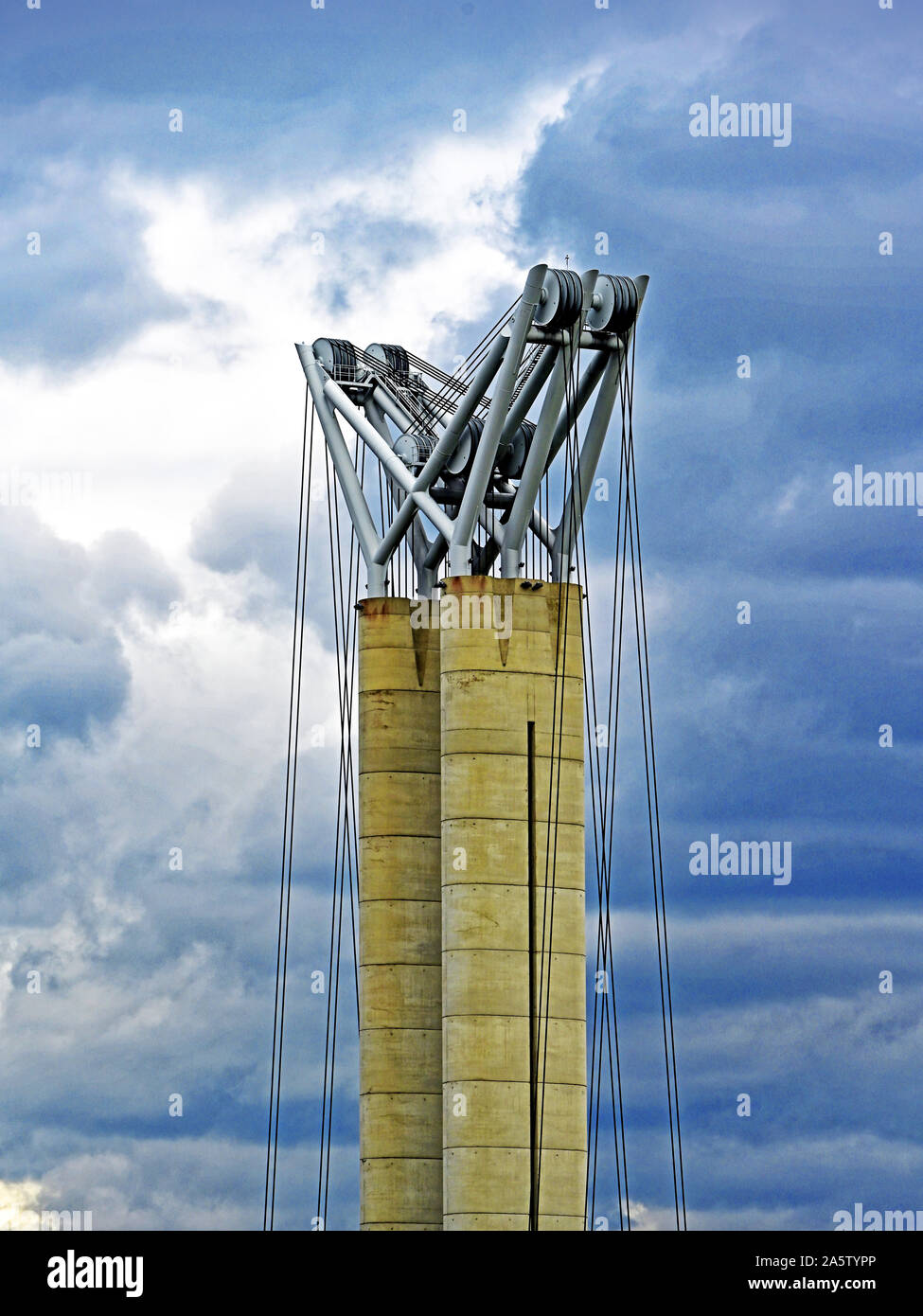Rouen Normandy August 13 2019 Pont Gustave Flaubert bridge pulley and ...