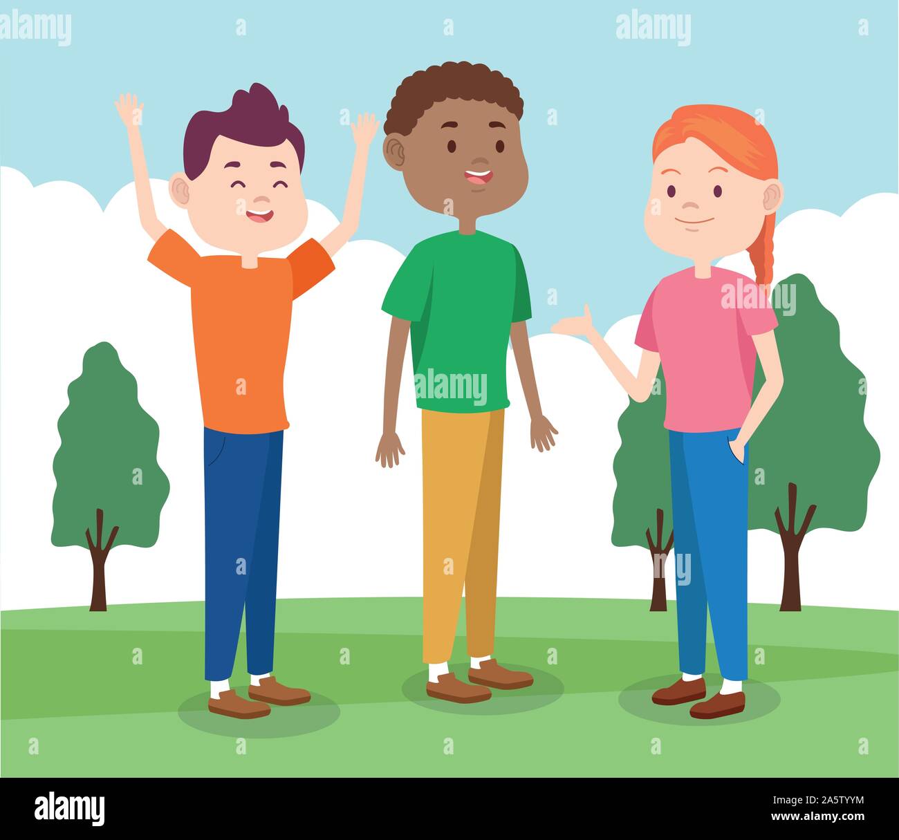 cartoon cool teenage friends in the park Stock Vector Image & Art - Alamy