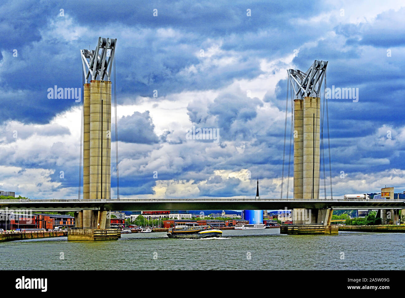 Rouen Normandy August 13 2019 Pont Gustave Flaubert bridge with oil ...