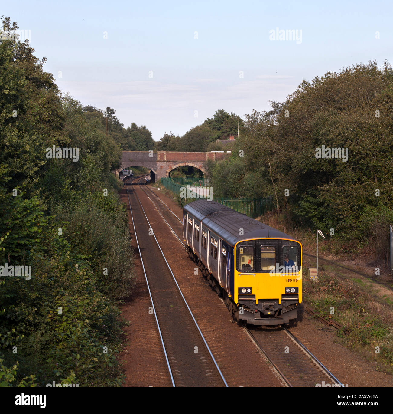 Arriva Northern rail class 150 sprinter train departing from Hindley ...