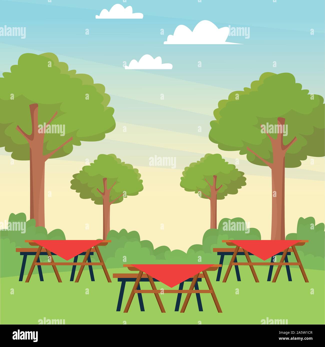 Empty park tables Stock Vector Images - Alamy