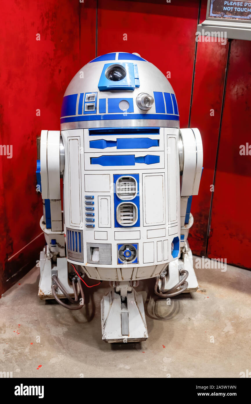 R2D2 droid on display at Batuu Galaxy's Edge Stock Photo - Alamy