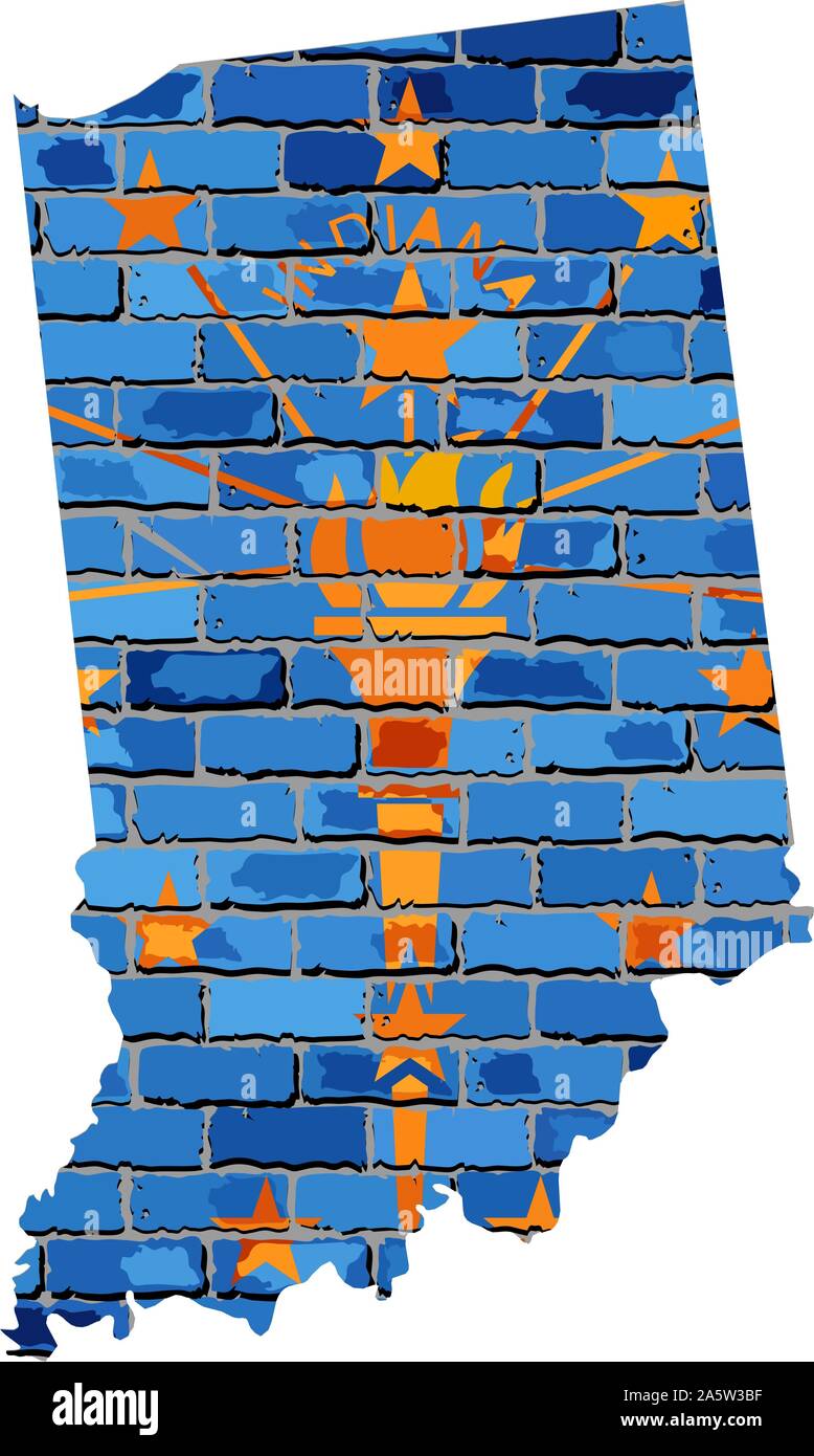 Indiana map on a brick wall - Illustration, The state of Indiana map ...