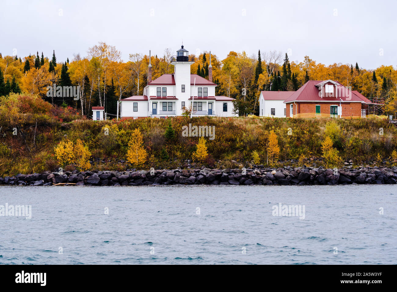 Raspberry Island Lighthouse in Wisconsin on Lake Superior in the ...
