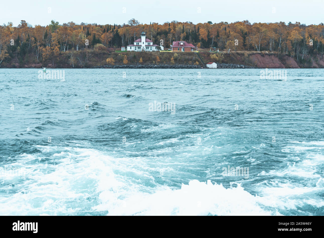 Raspberry Island Lighthouse in Wisconsin on Lake Superior in the ...