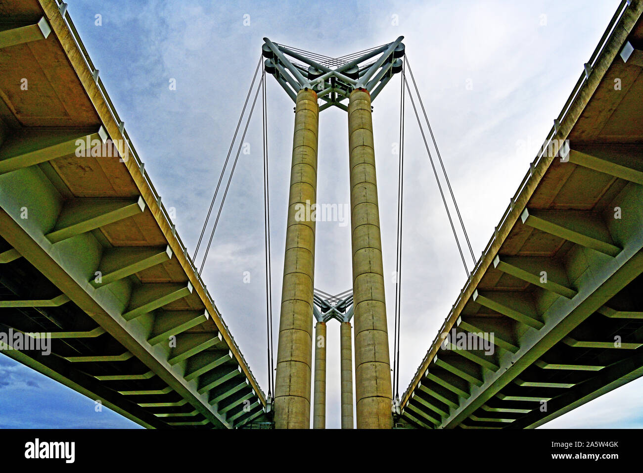 Rouen Normandy August 13 2019 Pont Gustave Flaubert bridge pulley and ...