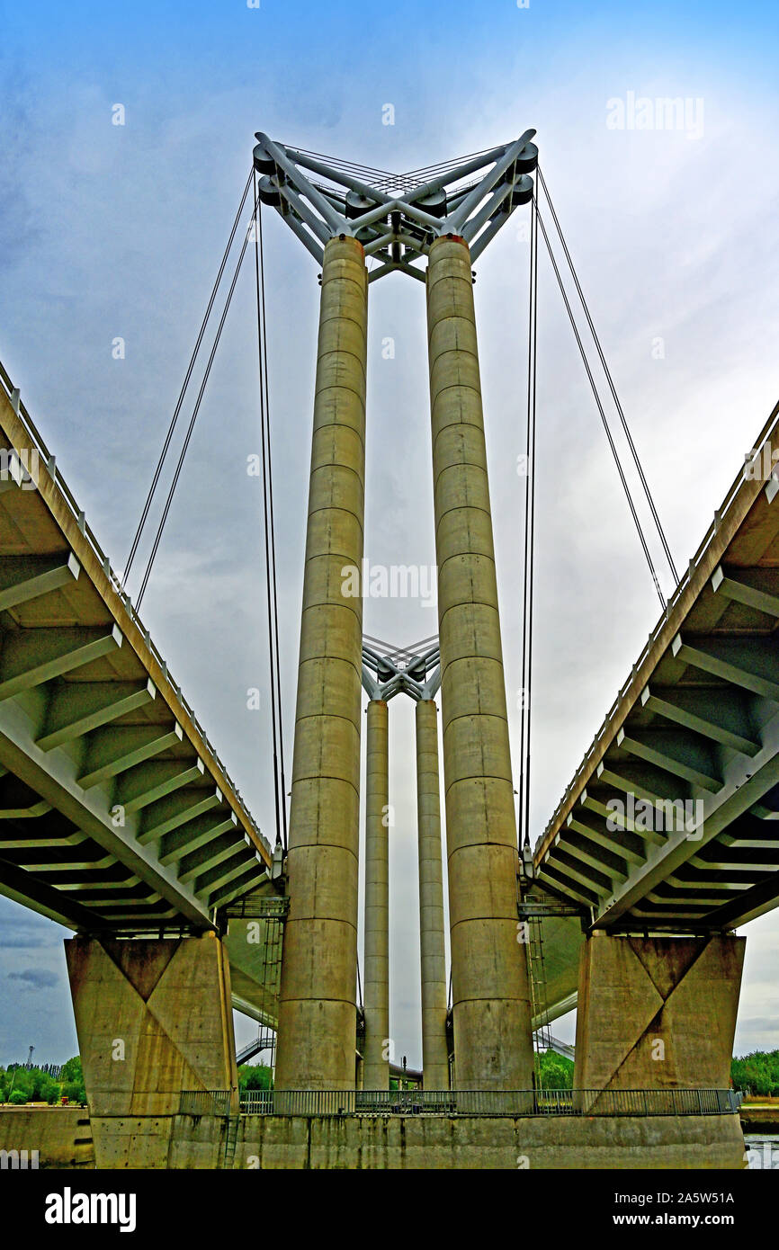 Rouen Normandy August 13 2019 Pont Gustave Flaubert bridge pulley and ...
