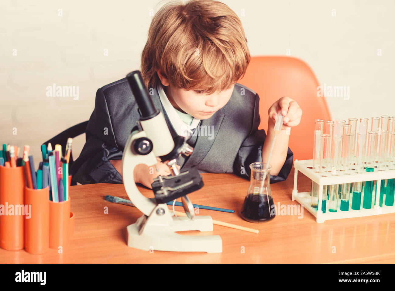 Life under microscope. science experiments with microscope in lab ...